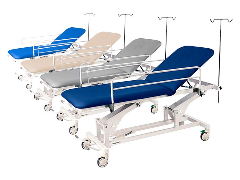 Hydraulic transfer stretcher two bodies with rails and roll holder