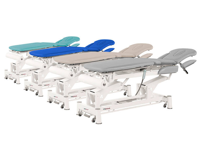 Three-section electric stretcher with motorized central fold