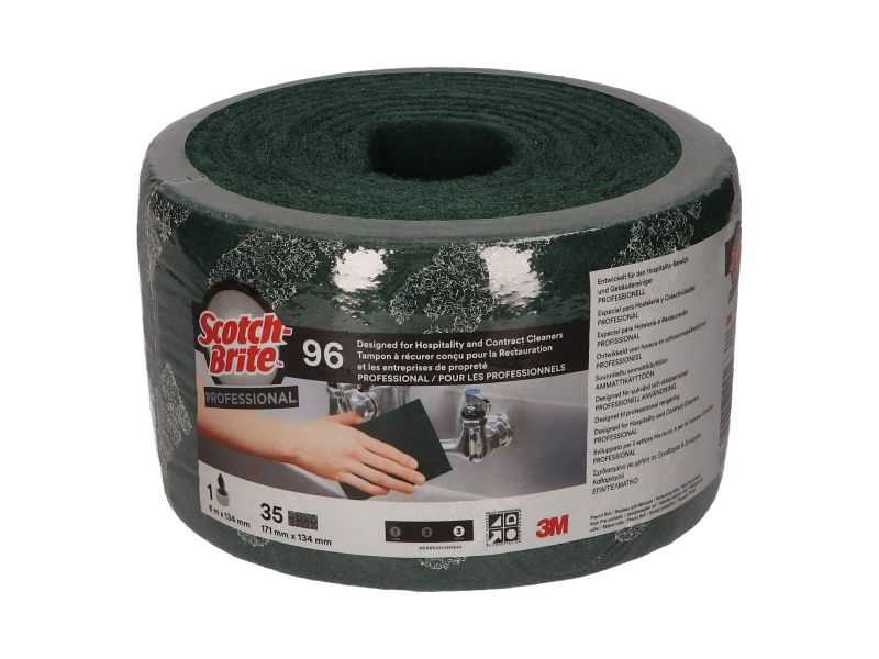 SCOTCH-BRITE™ 96 Rollo Fibra verde limpieza general precortado 134 mm x 6 m