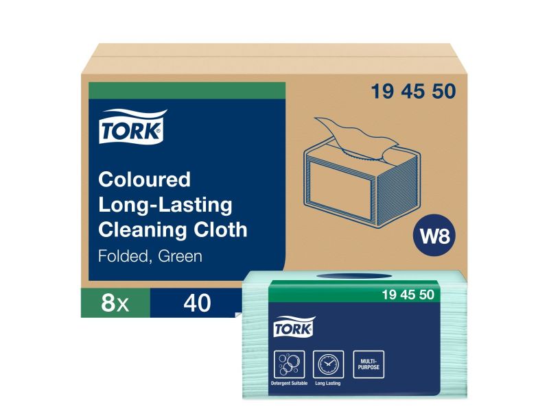 TORK Paño de Limpieza de Larga Duración Color Verde W8