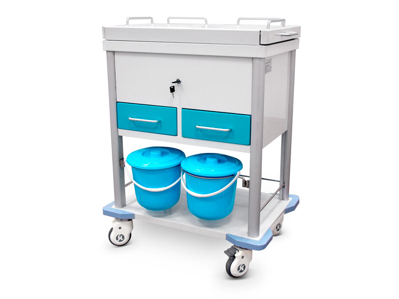 Instrument trolley, stainless steel and aluminum, drawers and shelf
