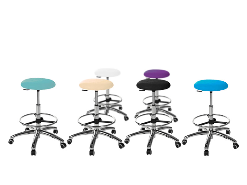Taburete CIRCULAR base cromada con aro reposapies