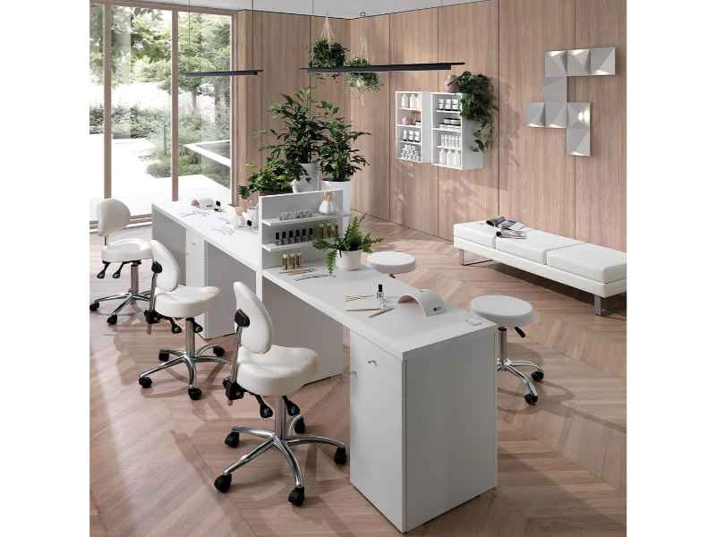 Tavoli Manicure con Espositore Smalti 3 pz per Centro Estetico