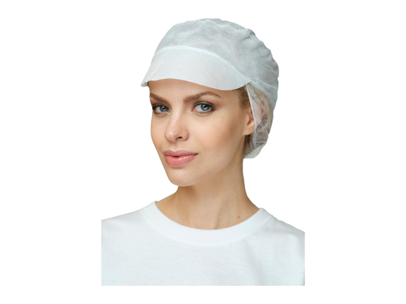 Cuffia monouso con visiera 100% polipropilene - PO114 bianco