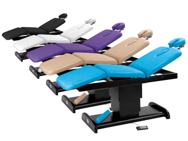 Electric treatment table wenge wood 3 sections with column motor