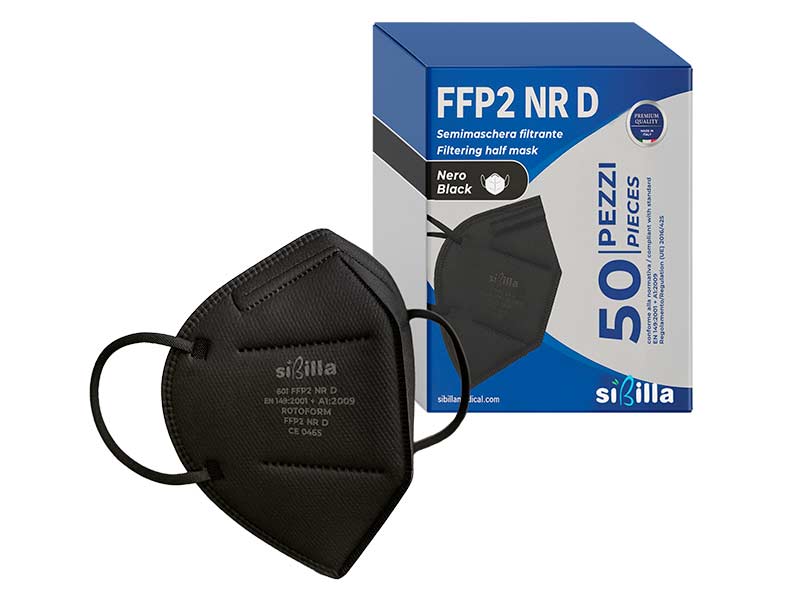 Mascarillas FFP2 Sibilla negras Sibila, 50 uds