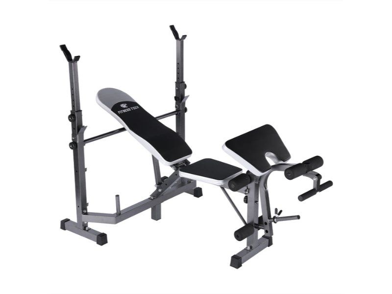 Banco musculación multiestación con rack para pesas reclinable Fitness Tech