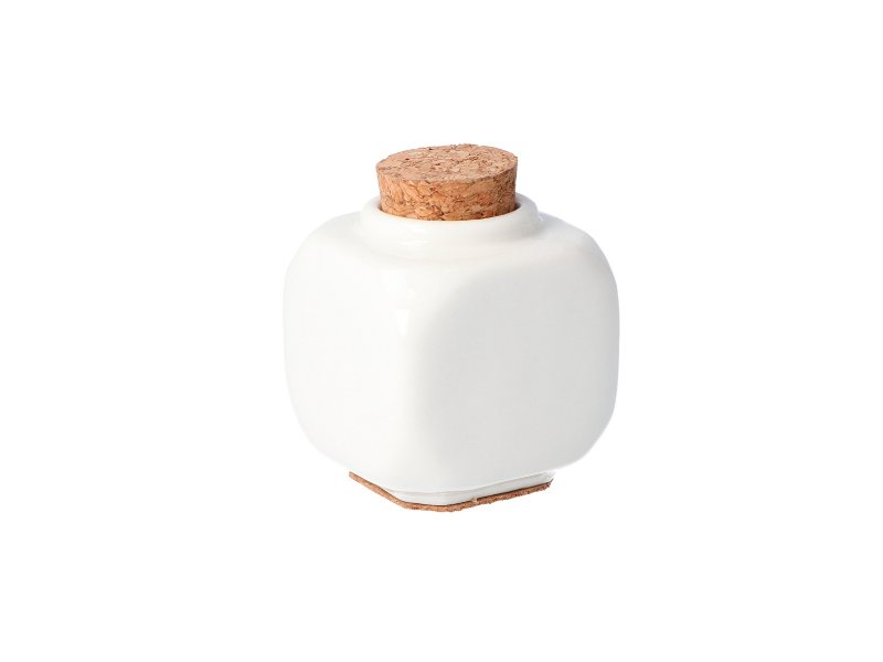 RECIPIENTE CERAMICO BLANCO TAPON CORCHO