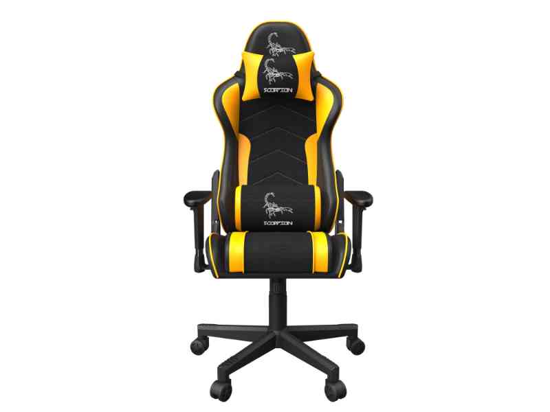 Gembird gc-scorpion-05x gaming chair "scorpion", black and yellow, fabric armchair with yellow ...
