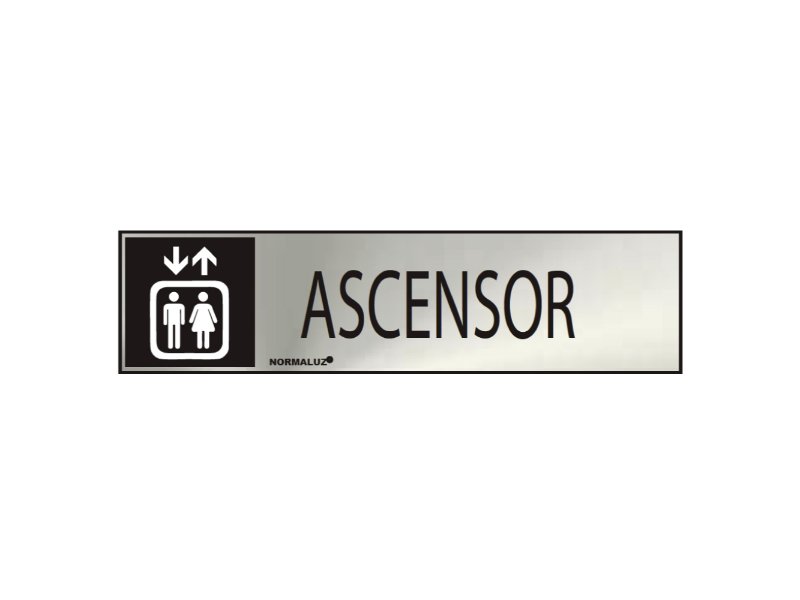 Cartel informativo "ascensor" (inox adhesivo 0.8mm) 5x20cm normaluz