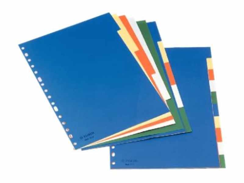 Set de 5 Séparateurs A4 en Polypropylène Multicolores avec Index en Carton