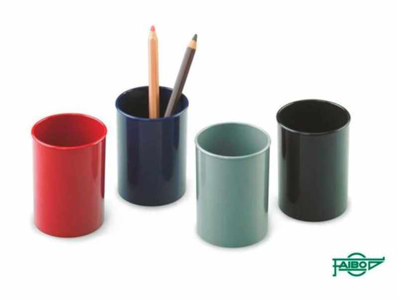Faibo cubilete portalápices plástico opaco rojo