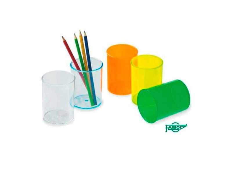 Faibo cubilete portalápices plástico transparente negro