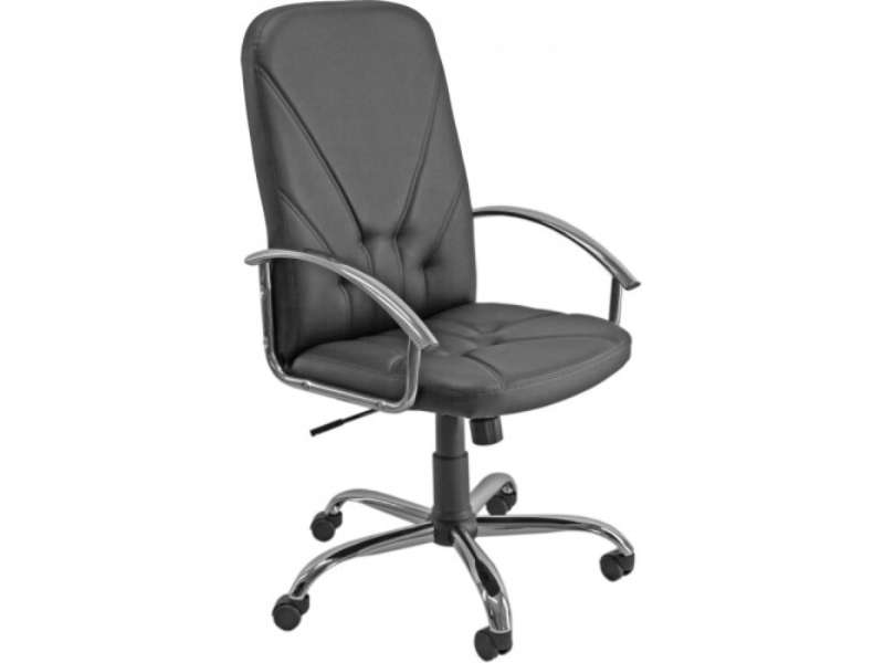 Fauteuil de Direction Saona en Cuir Noir avec Base Chromée Unisit