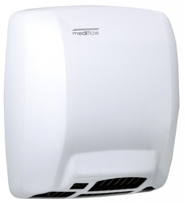 Hand dryer, push-button operated, Mediflow Basic, enamelled, white finish