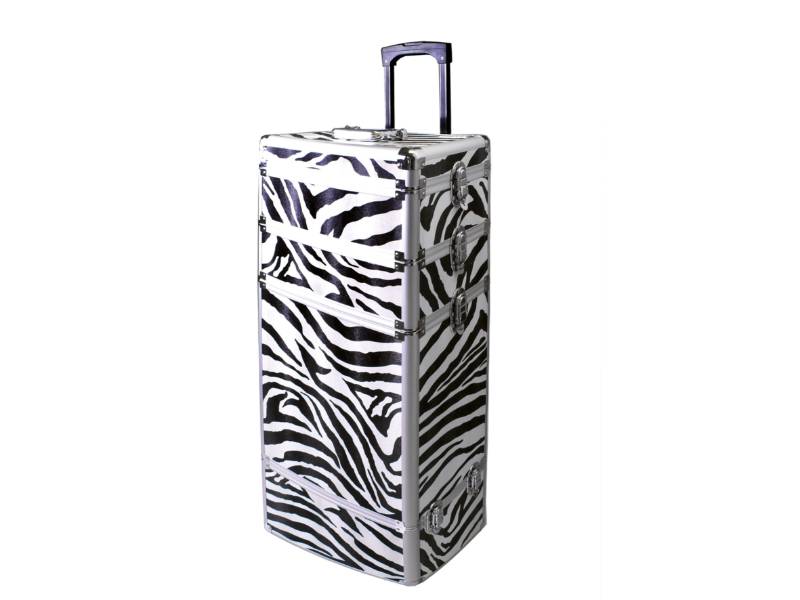 Valise à roulettes 4 compartiments zèbre