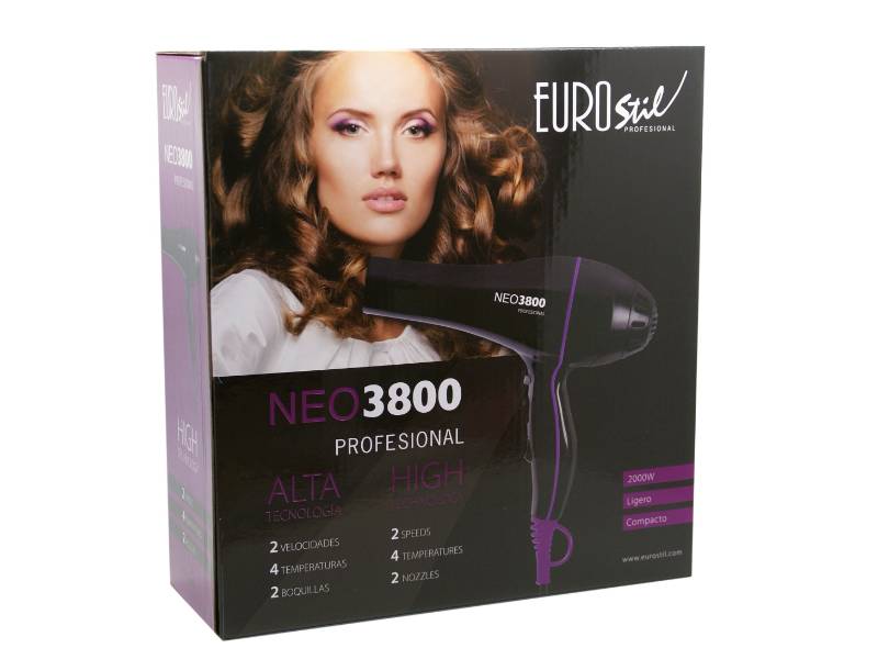 Sèche-Cheveux Professionnel Eurostil Neo 3800, Léger, Puissant et Durable