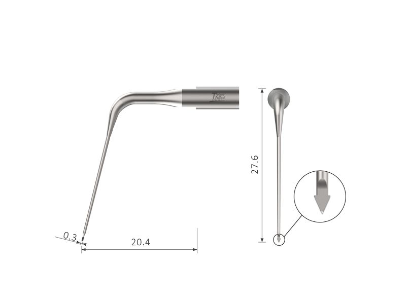 Inserto endo E90 pour ablatore compatible Satelec DTE NSK, canal long oval