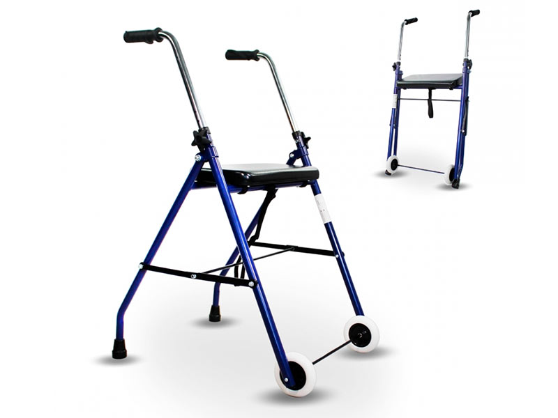 Déambulateur pliable à deux roues pour adulte, Blue Merida (CLINICALFY)