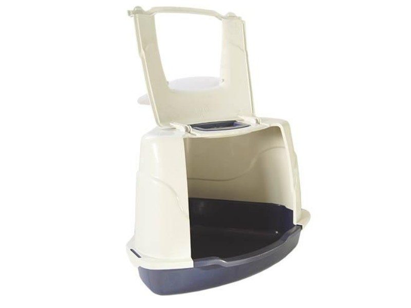 Arenero Triangular cerrado con puerta abatible para Gatos, con filtro ...