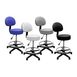 Stool without wheels with backrest and footrest